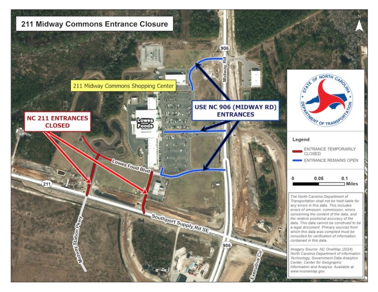 2 Midway Commons entrances temporarily close for N.C. 211 road-widening ...
